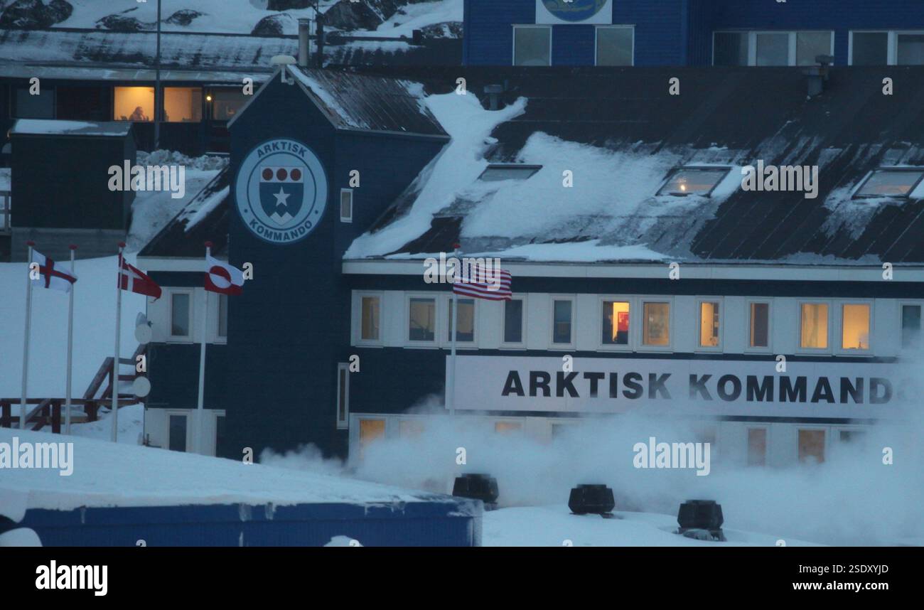 Nuuk, Greenland. 05th Feb, 2025. Flags of the Faroe Islands, Denmark ...