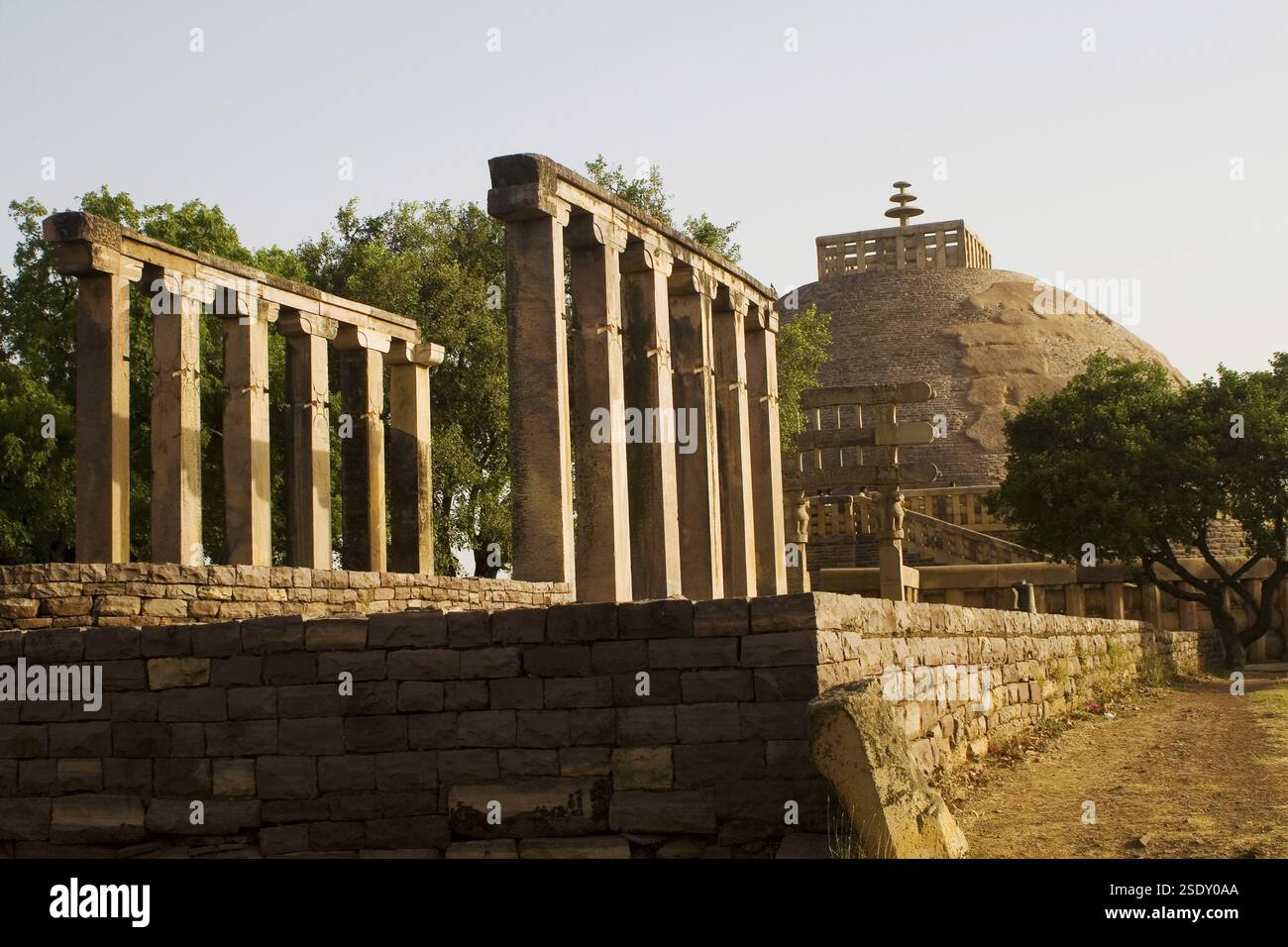 Remains of the Gupta temple 18 with stupa1 in background at Sanchi in ...