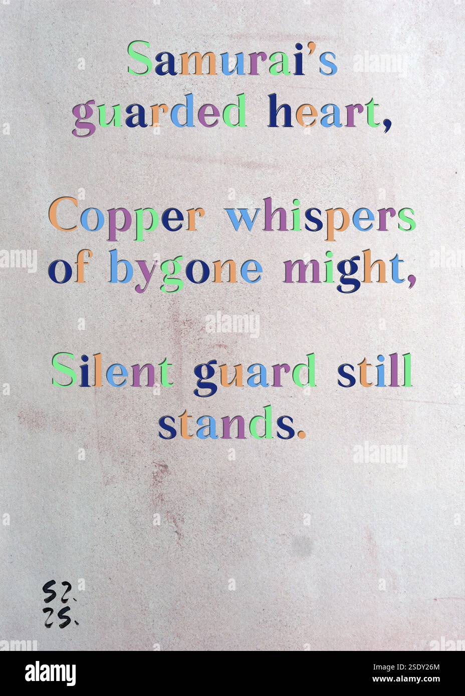 Samurai's guarded heart, Copper whispers of bygone might, Silent guard ...