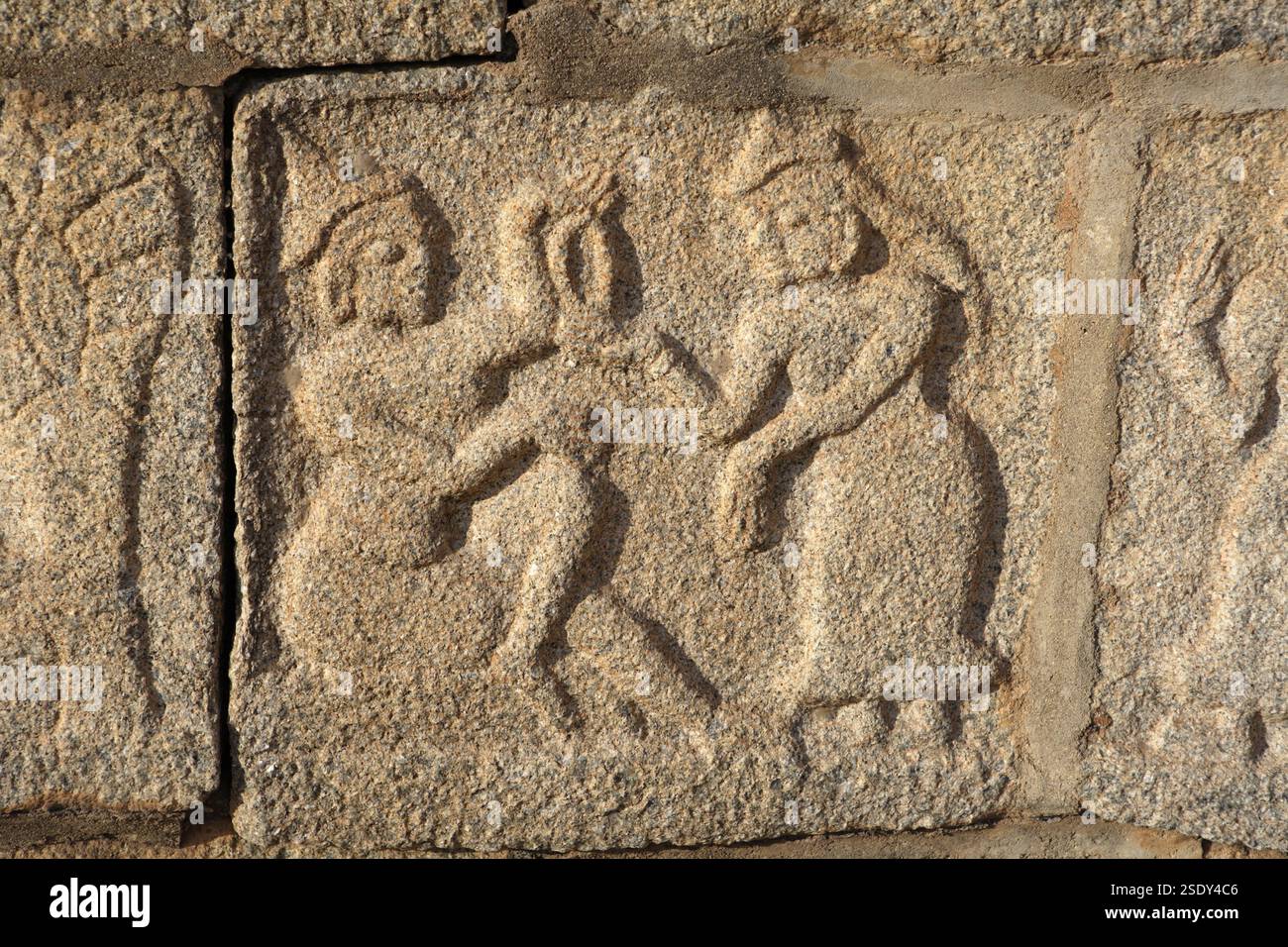 Statue carved on stone, Great platform, Mahanavami dibba, Hampi ...