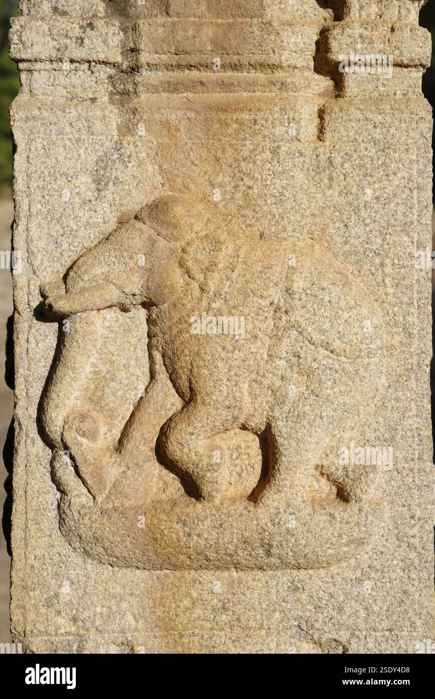 Elephant statue carved in Prasanna Virupaksha under ground Shiva temple ...