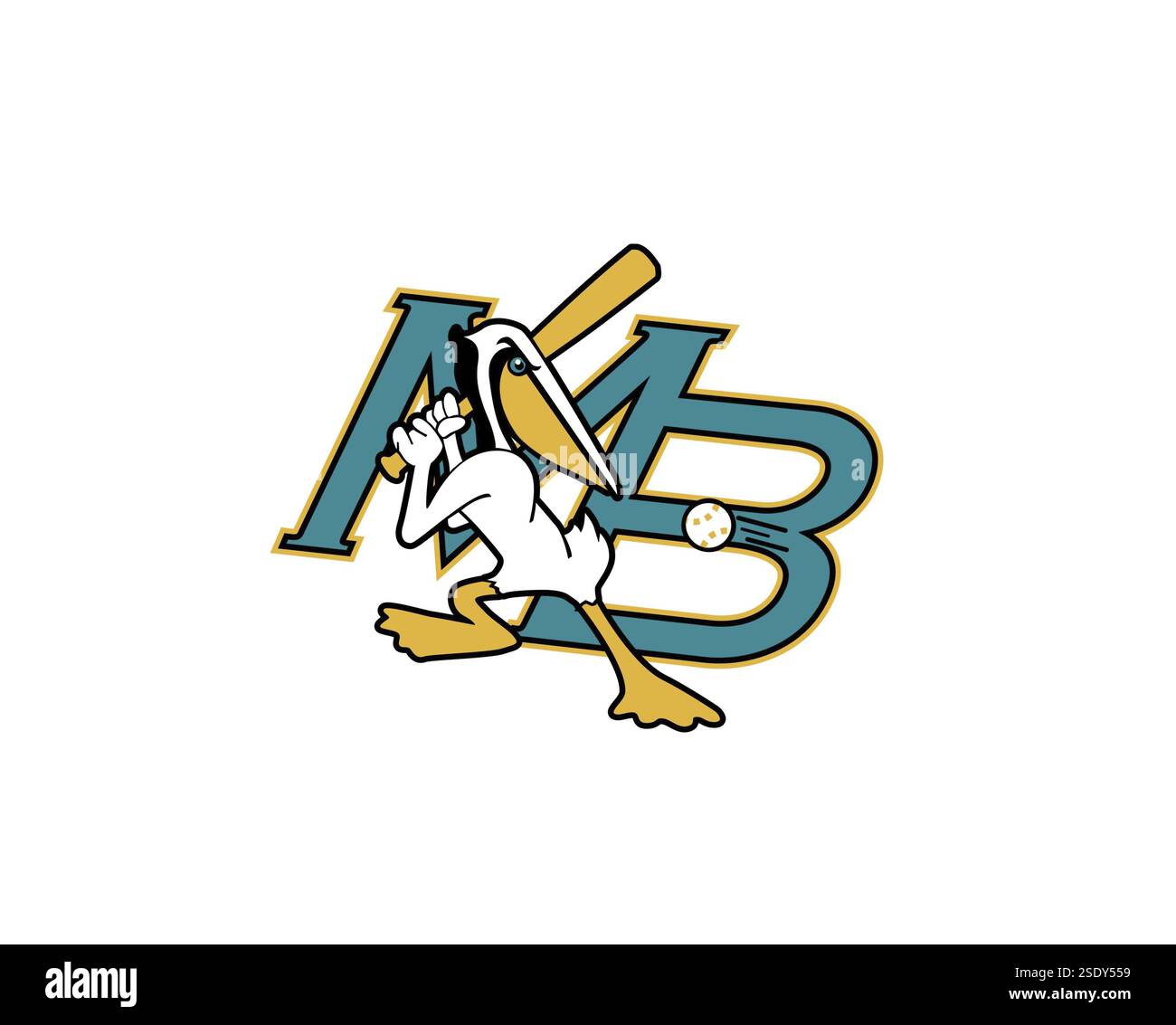 Rotated to right, Myrtle Beach Pelicans Logo 1999, Baseball, Historic ...