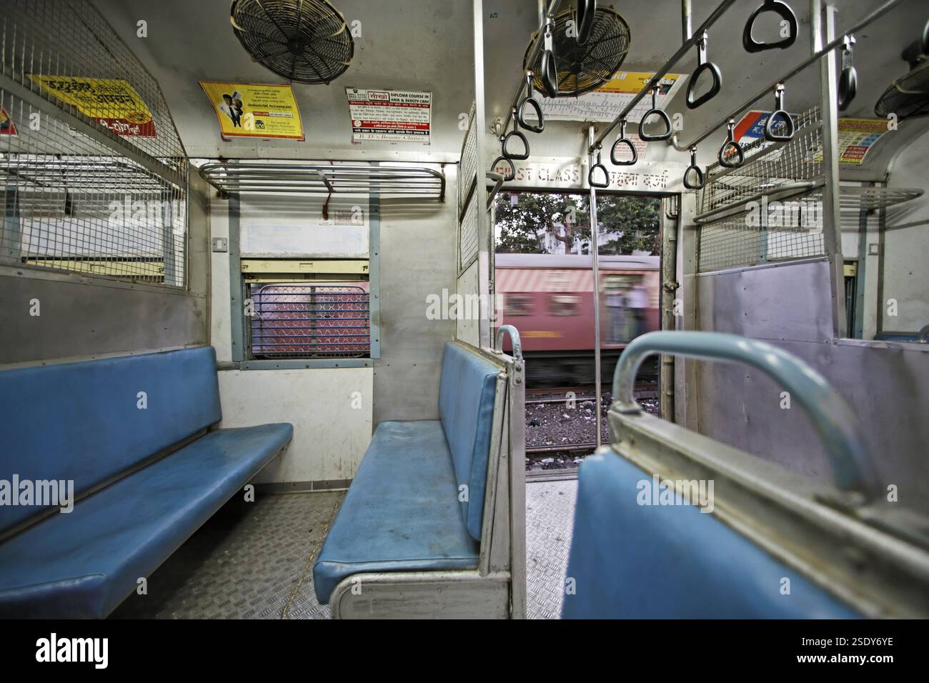 Interior of central railway local train car Mumbai at Bombay Mumbai ...