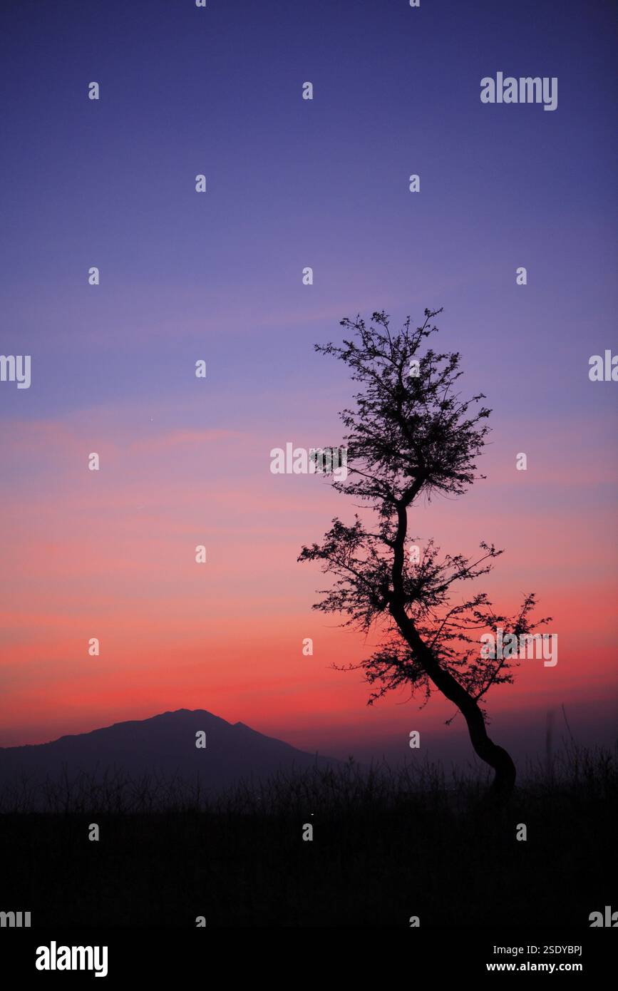 Sunset and mountain, Village Talegaon, District Pune, Maharashtra ...