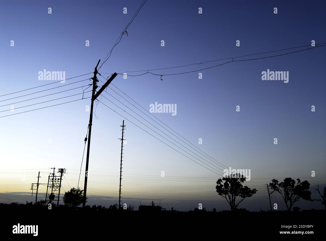 Electric pole and wires in Parbhani district at Beed, Maharashtra ...