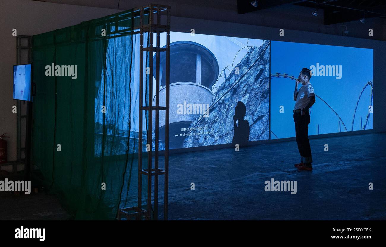 Lee Kai Chung at his exhibition in Macao. Lee Kai Chung, the Hong Kong ...