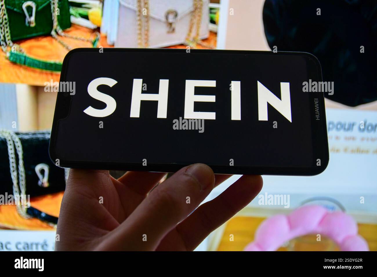 In this photo illustration of the Shein company logo, a Chinese online ...
