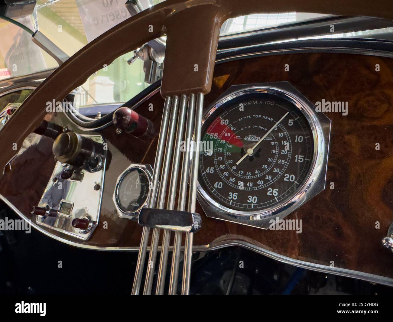 Classic car dashboard showcasing elegant design and vintage gauges ...