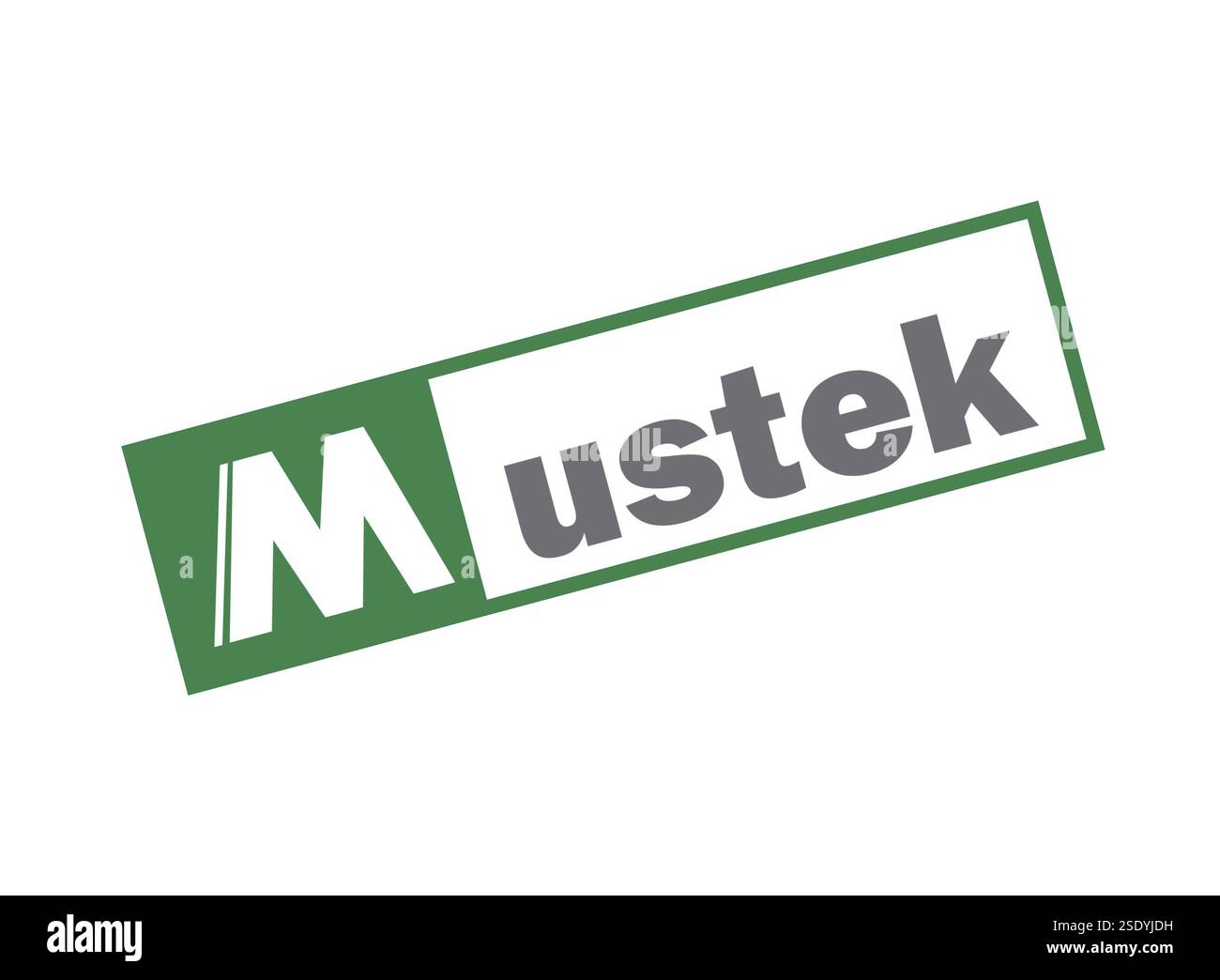 Turned to the left, Mustek logo, logo Stock Photo - Alamy