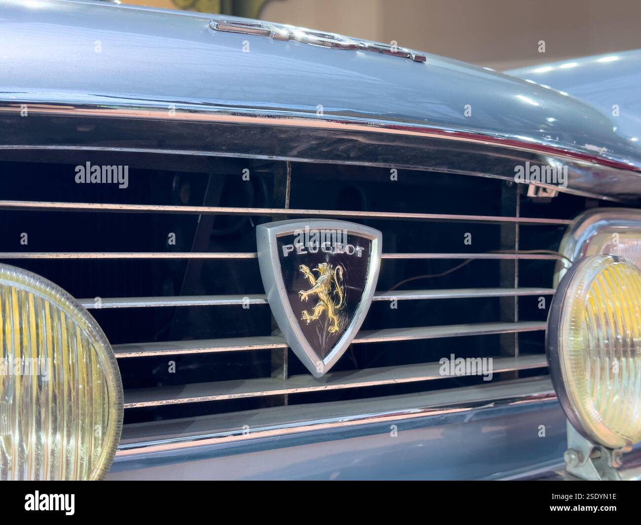 Classic Peugeot front grille shines at vintage car exhibition in ...