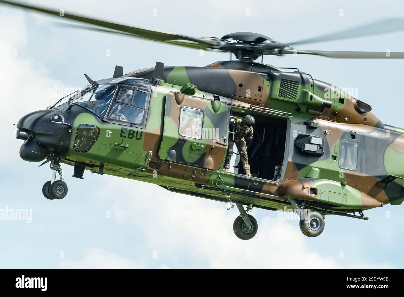 The military NH90 Tactical Transport Helicopter (TTH) of the French Army in camouflage colors ...