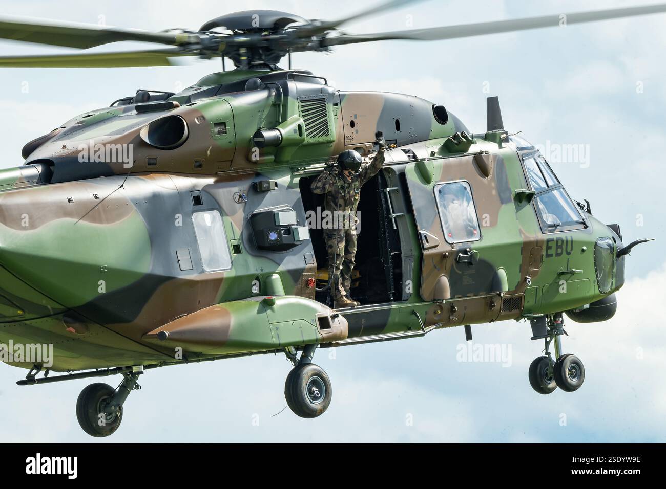 The military NH90 Tactical Transport Helicopter (TTH) of the French Army in camouflage colors ...