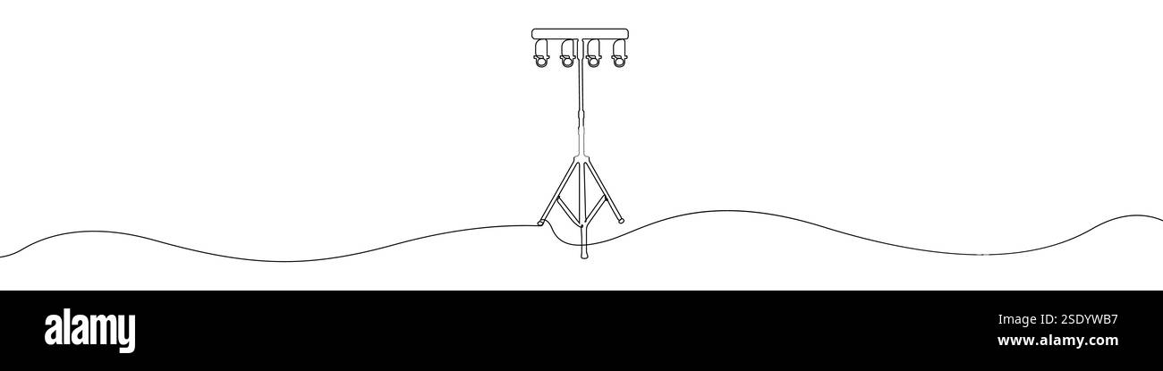 Line continuous drawing vector Searchlight icon. One line Theater ...