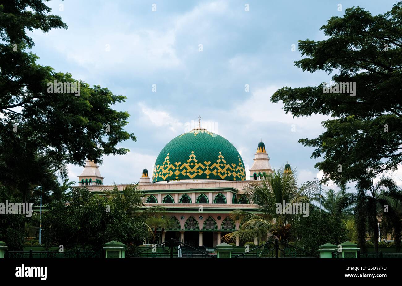Photo of a mosque with a green dome in Ciamis, West Java, showcasing ...