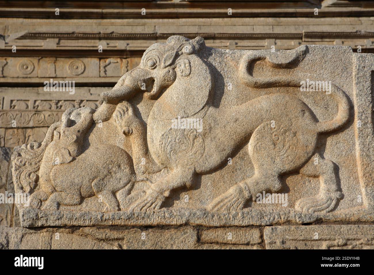 Statues carved on wall, Great platform, Mahanavami dibba, Hampi ...
