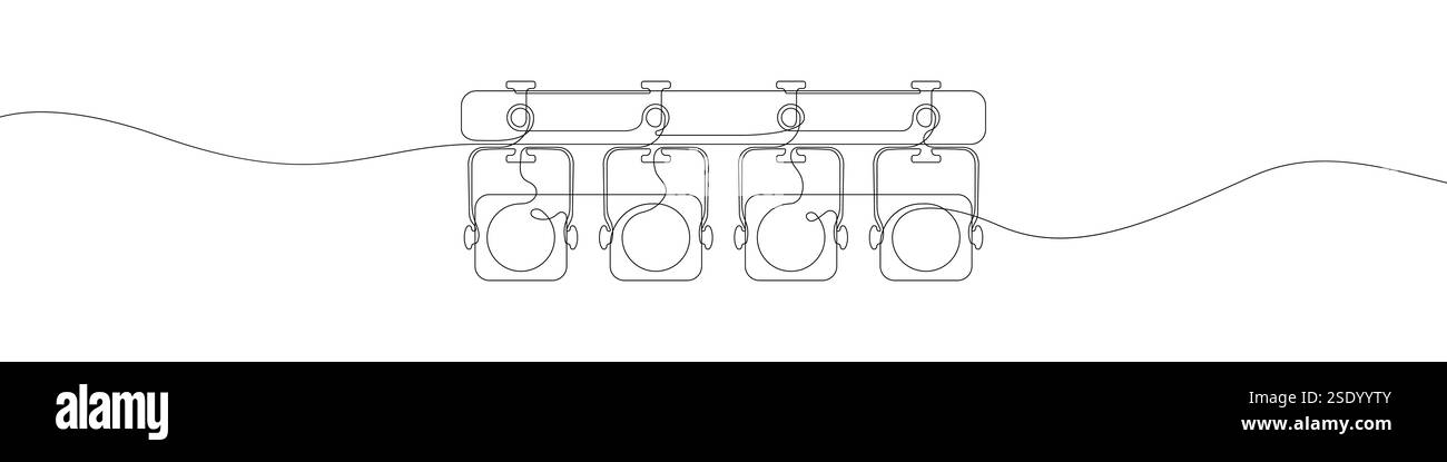 Line continuous drawing vector Searchlight icon. One line Theater ...