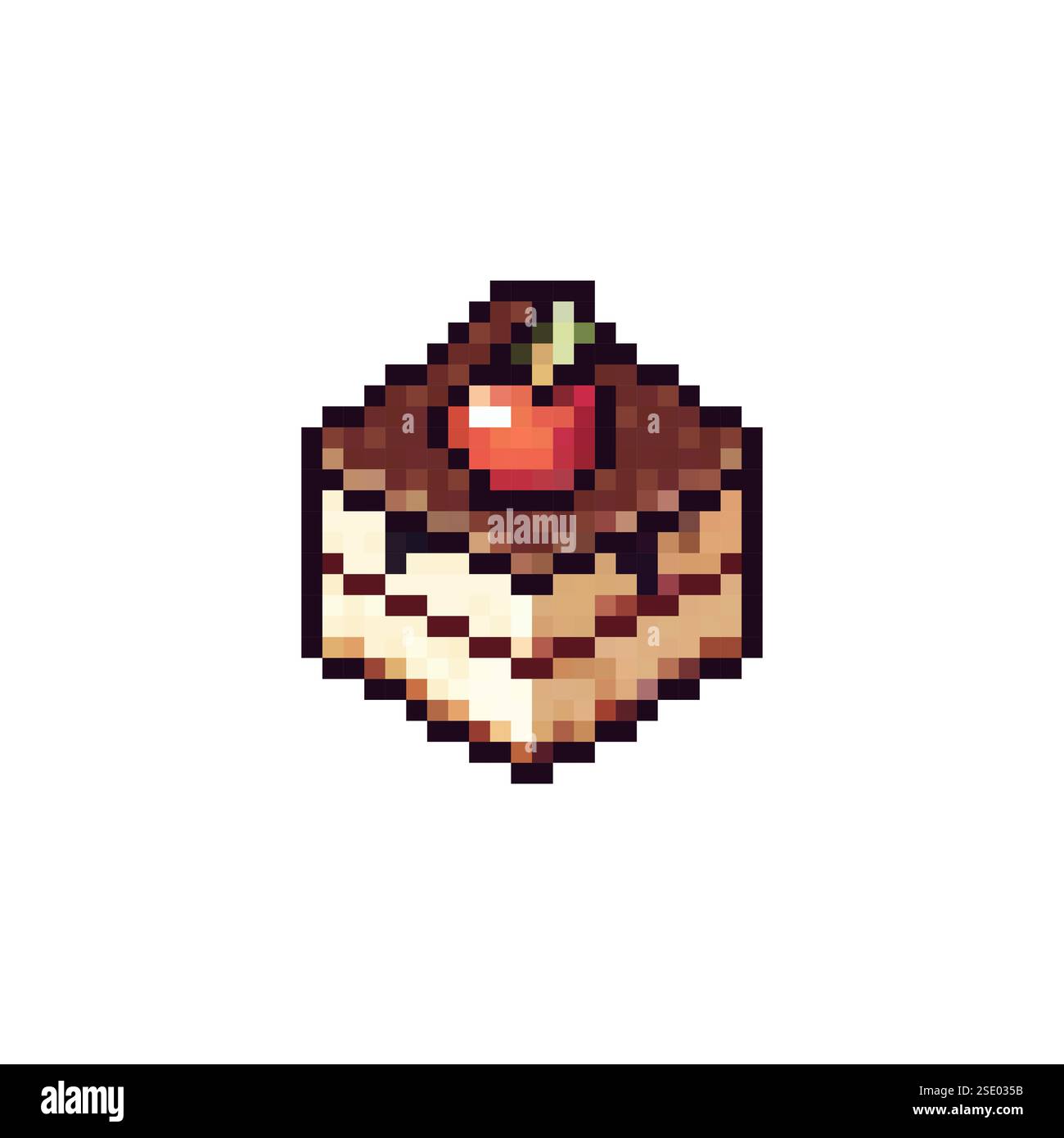 Pixel dessert vector. Cartoon sweet cake logo vector. Cake in 80 s ...