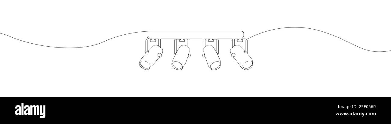 Line continuous drawing vector Searchlight icon. One line Theater ...