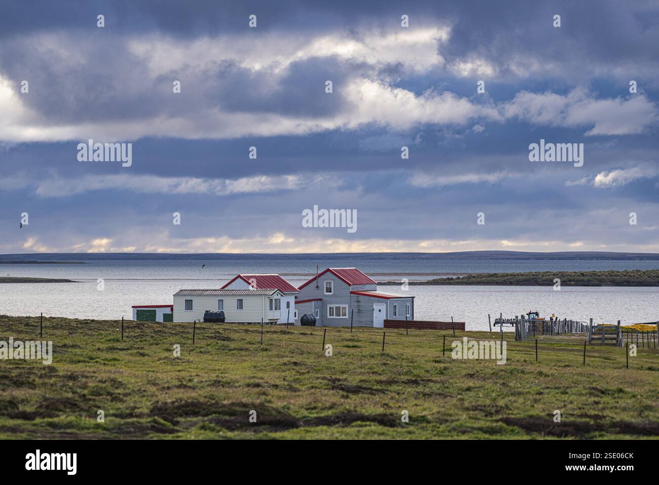 Houses of the settlement (partial view), Settlement, Bleaker Island, West Falkland, Falkland ...