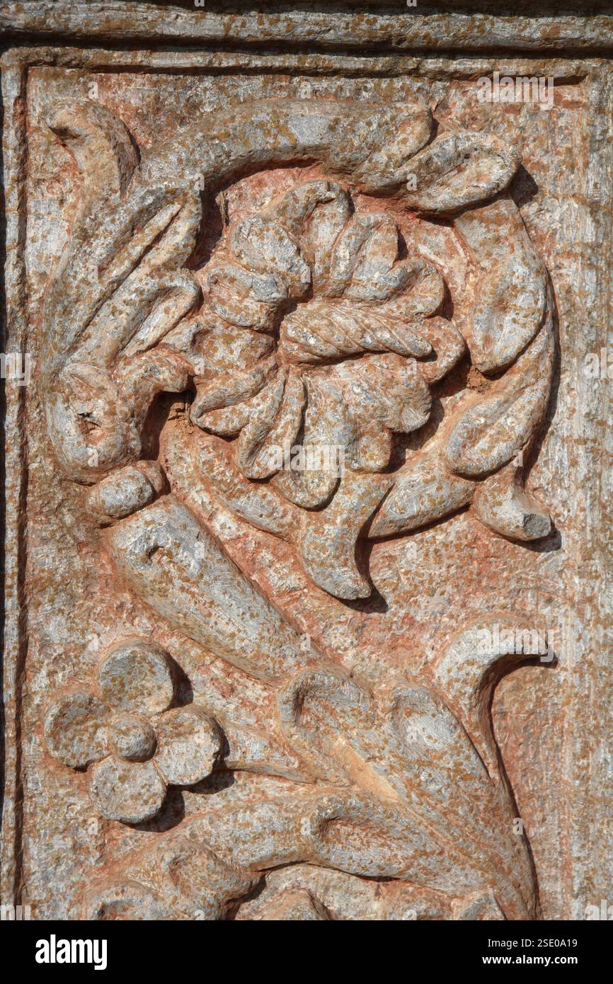 Stone carving with flower design in church of St. Augustine, UNESCO ...