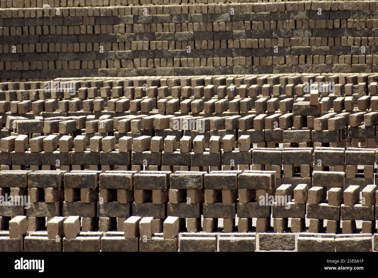 Bricks stacked at a kiln in Rajkot, Gujarat, India, Asia Stock Photo ...