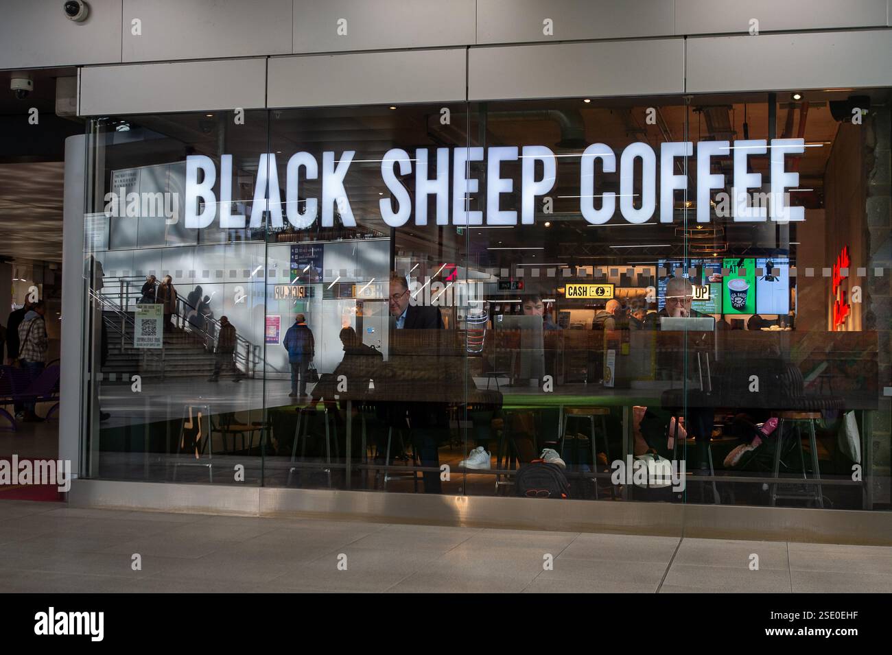 London, UK. 5th February, 2025. A Black Sheep Coffee Shop at Waterloo ...