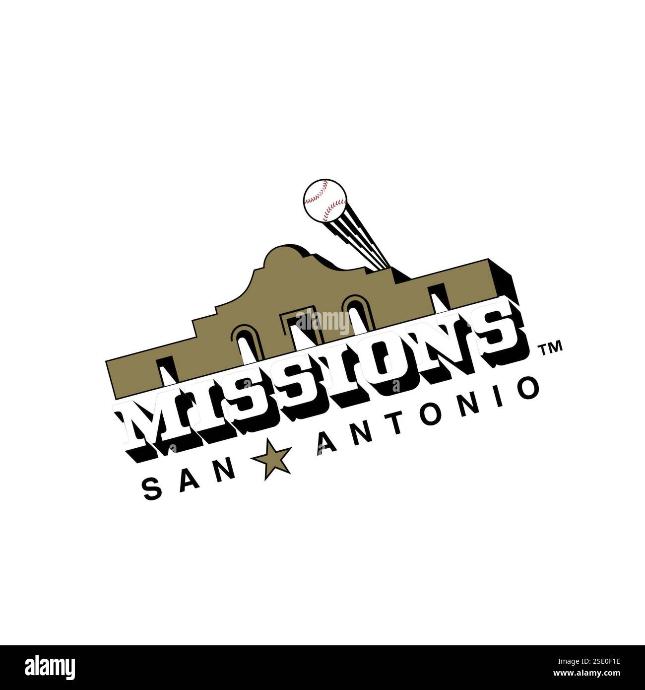 Nach links gedreht, San Antonio Missions Logo 1994, Baseball ...