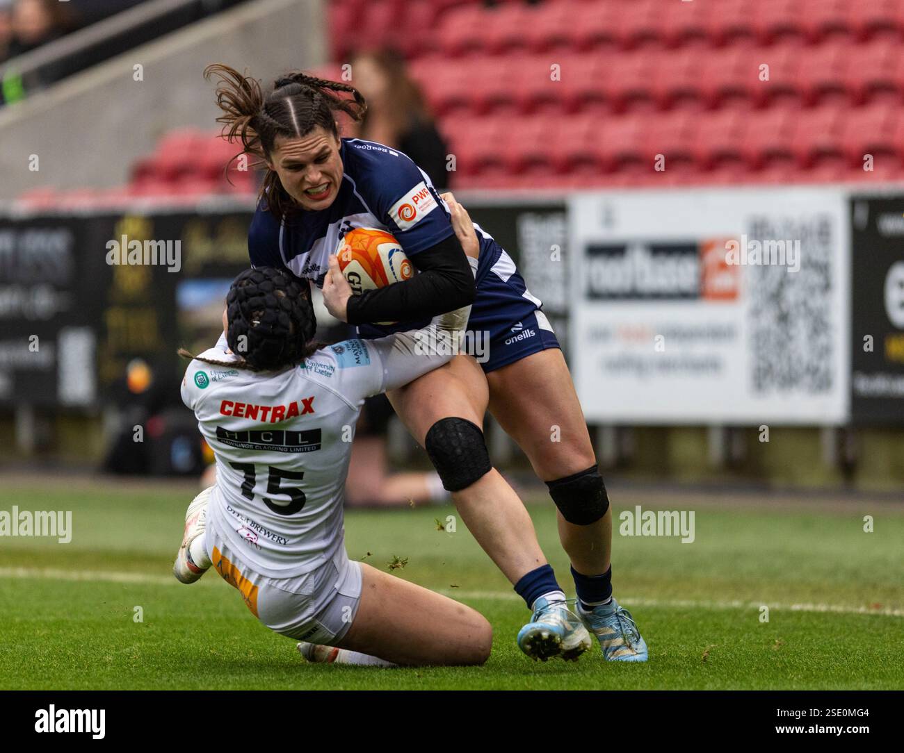 Exeter’s Merryn Doidge tries in vain to stop Bristol's Ilona Maher ...