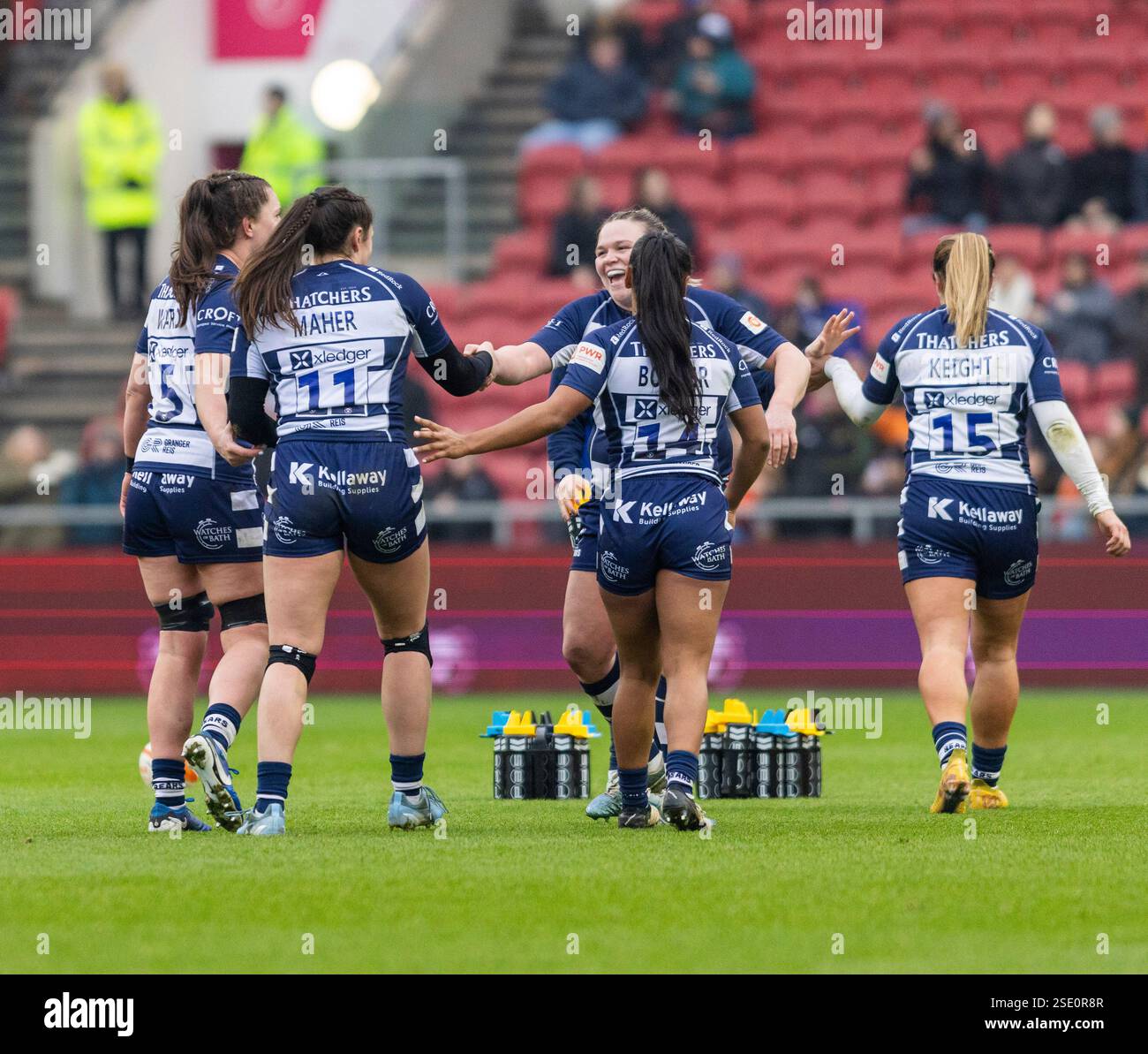 Bristol's Ilona Maher celebrates with her team mate Bristol's Sarah ...