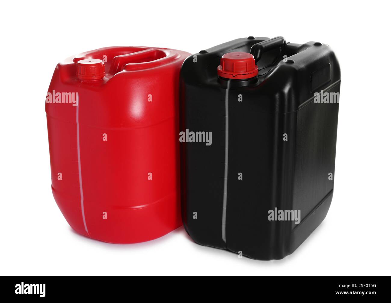 Two colorful plastic canisters isolated on white Stock Photo - Alamy
