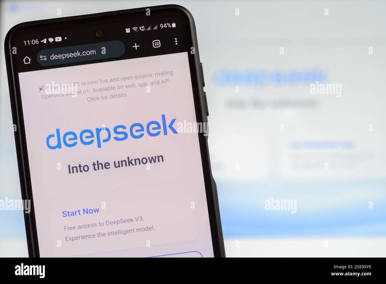 Lviv, Ukraine 6 feb 2025. In this photo illustration, a Deepseek logo ...