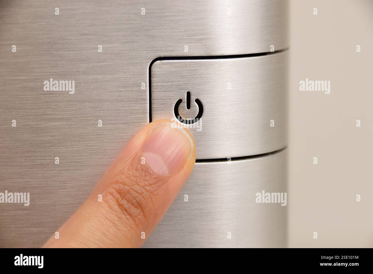 Close up of finger pressing OFF button Stock Photo - Alamy