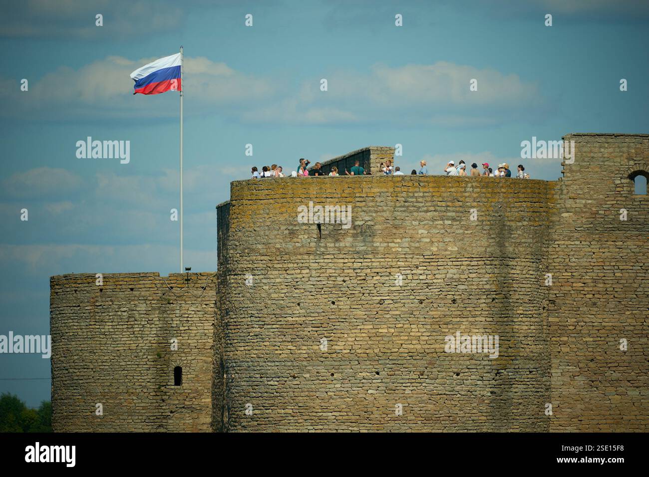 Narva, Estonia. 24th July, 2024. Te Russian flag is seen flying on the ...