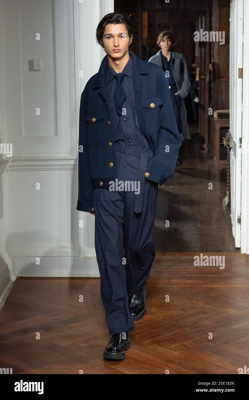 A model is seen on the catwalk at the Todd Snyder fashion show during ...