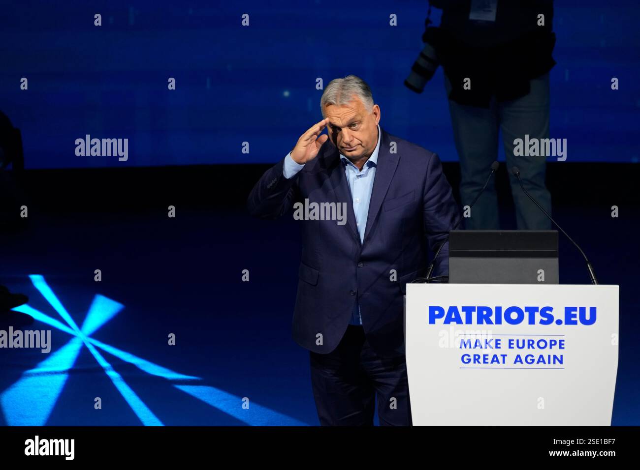 Hungarian Prime Minister Viktor Orban gestures while making a speech ...