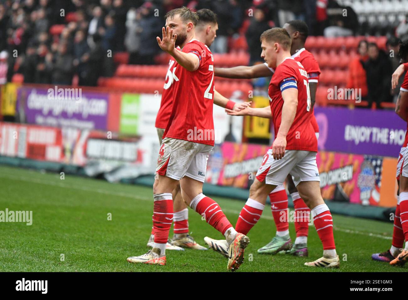 London, England. 8th Feb 2025. Matty Godden celebrates after scoring ...