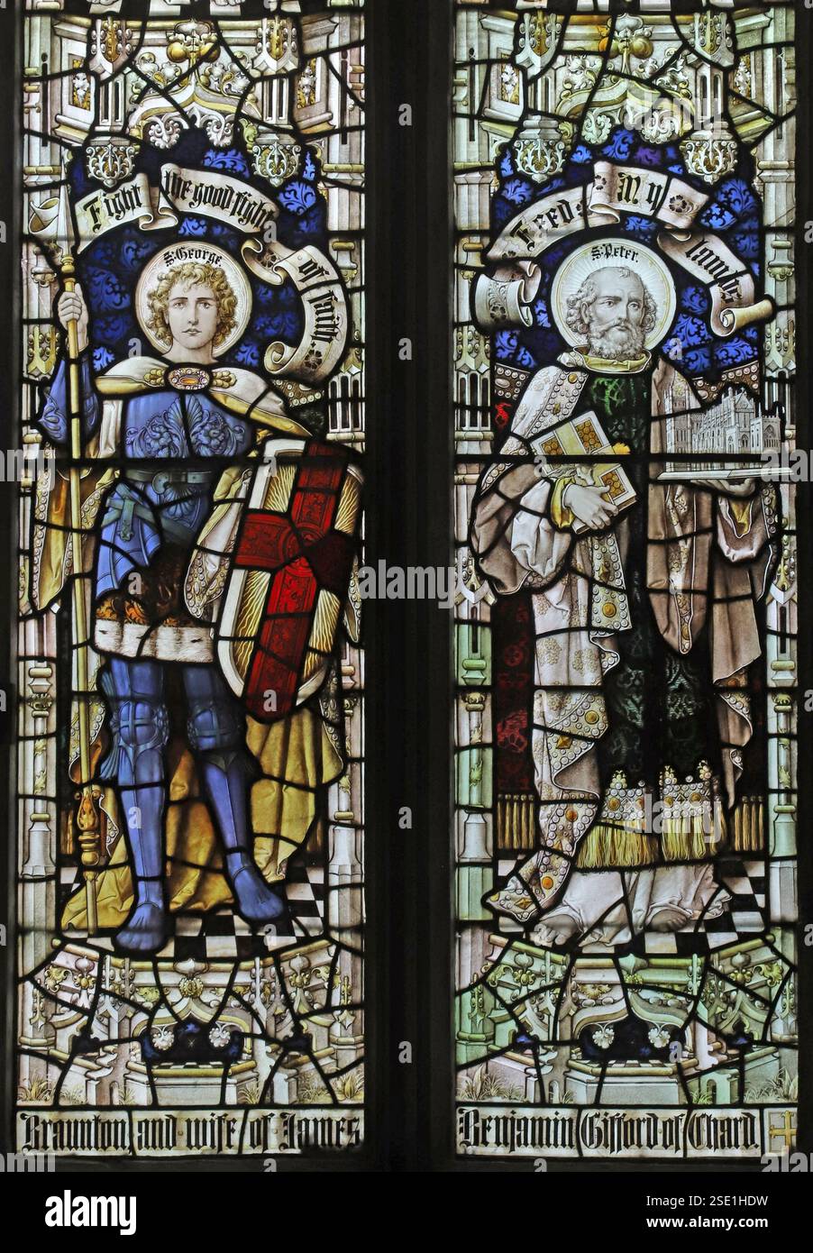 Stained glass window by Percy Bacon & Brothers depicting St George and ...
