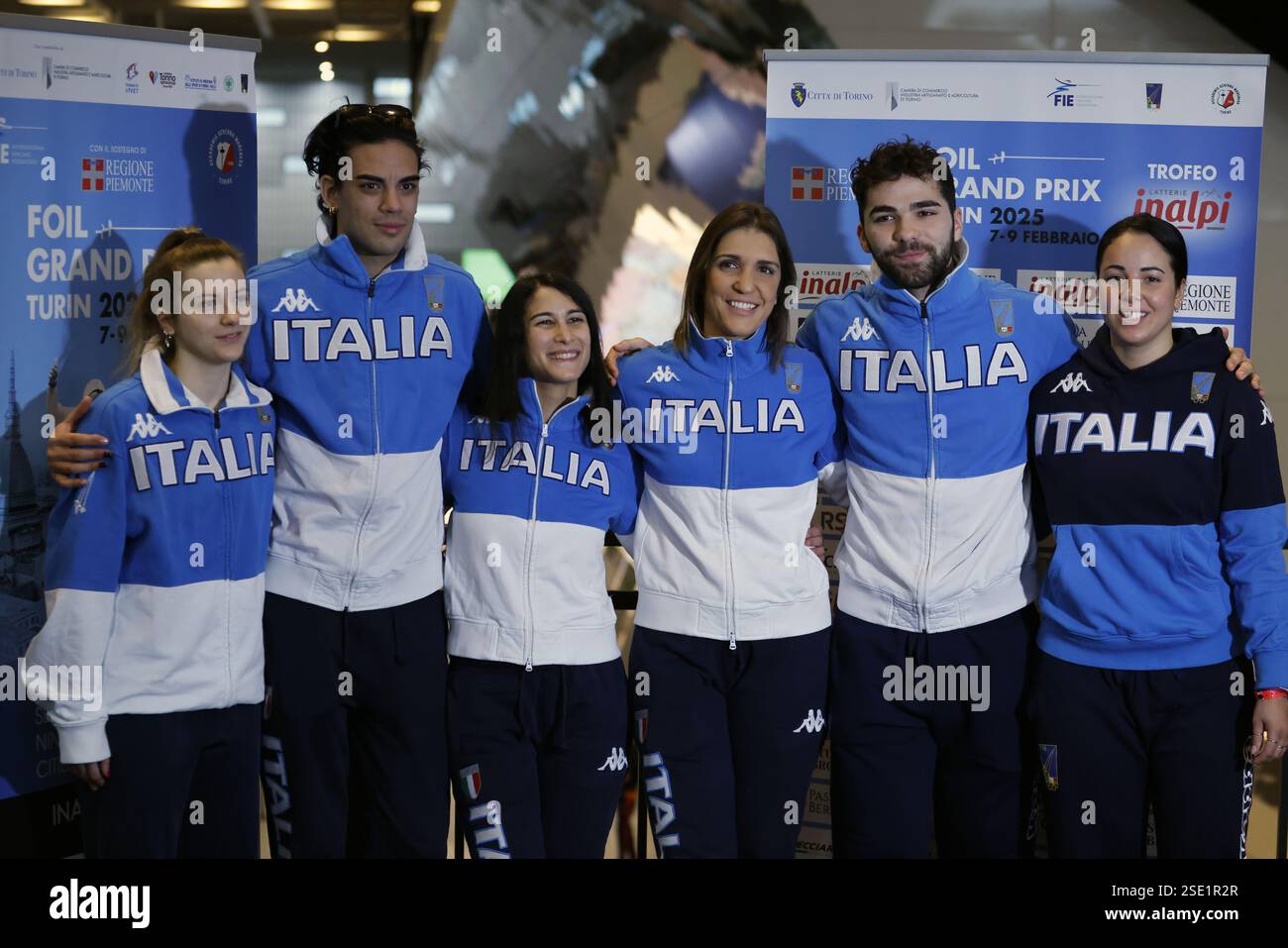 Turin, Italy. 08th Feb, 2025. Italian olympic fencing team medal ...