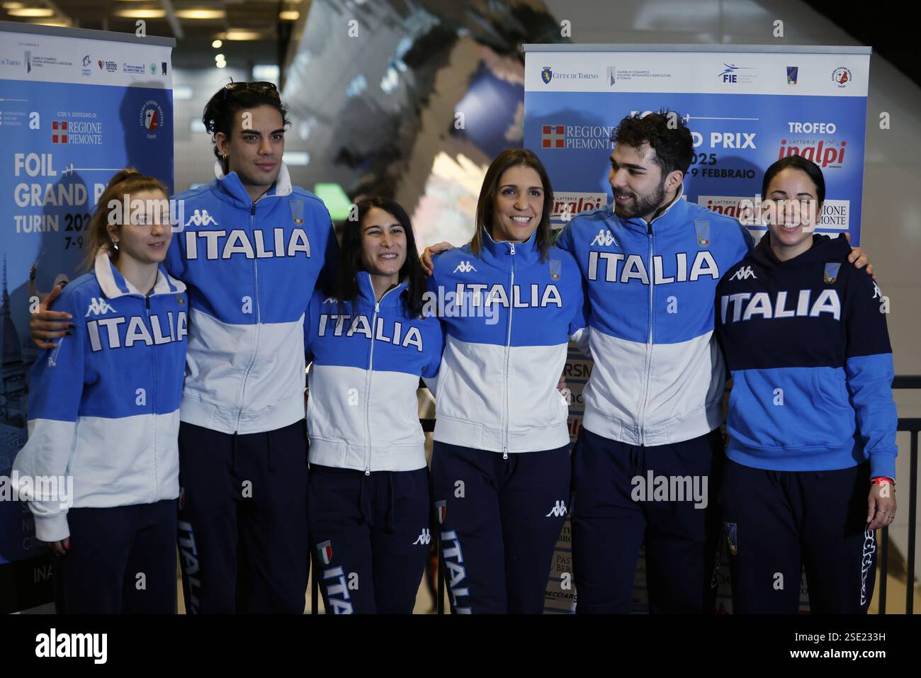 Turin, Italy. 08th Feb, 2025. Italian olympic fencing team medal ...