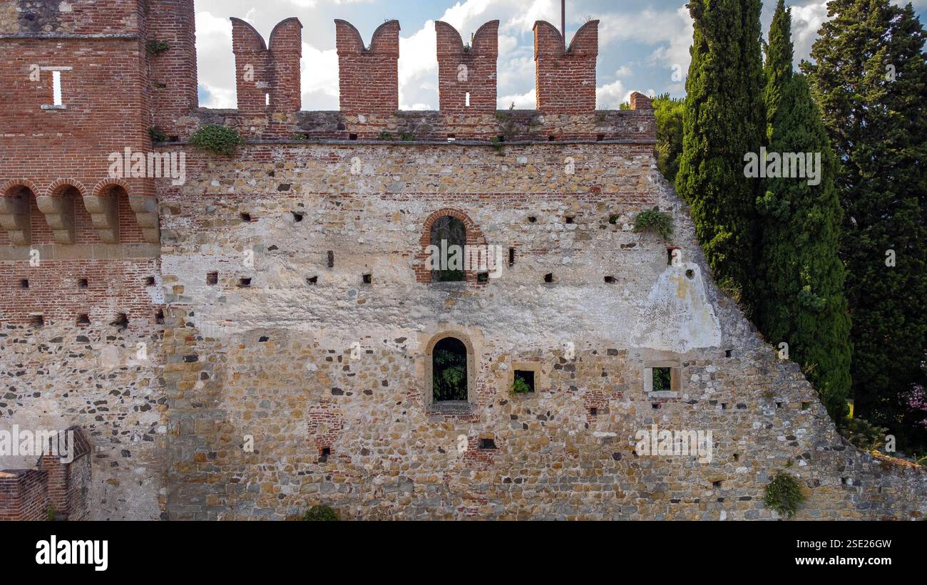 Medieval castle walls. Background and texture of stone and brick wall ...