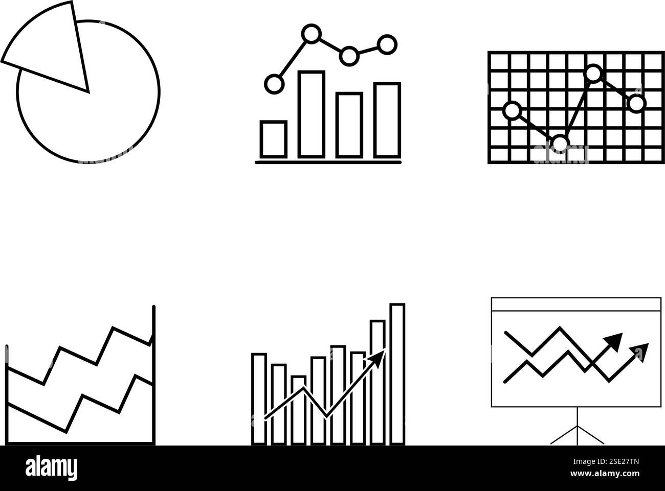 Set of line graphic for business statistic and report, vector of chart ...