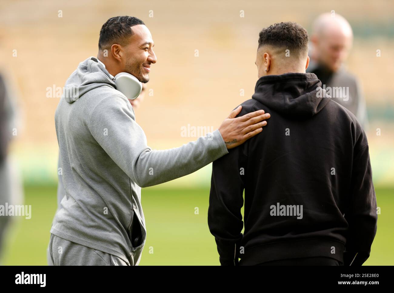 Derby County's Nathaniel Mendez-Laing (left) on the pitch before the ...