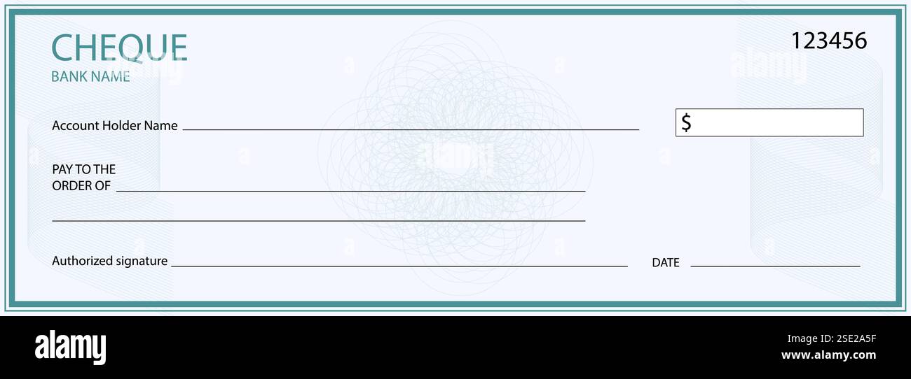 Bill cheque template with watermark and pattern, official business ...