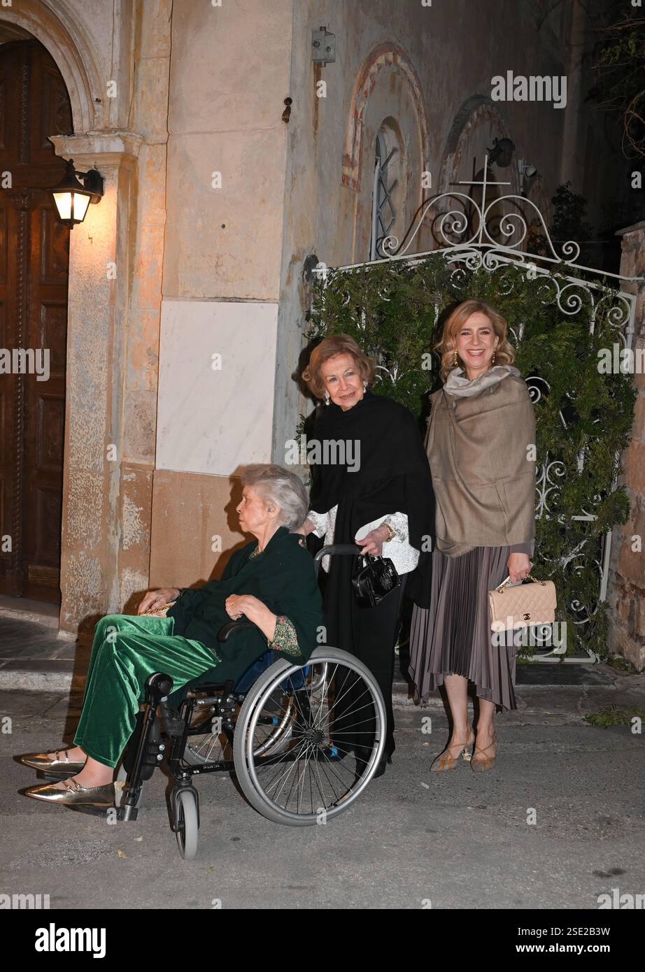 Athens, Greece, 7 February 2025. Queen Sofía of Spain, Princess Irene ...