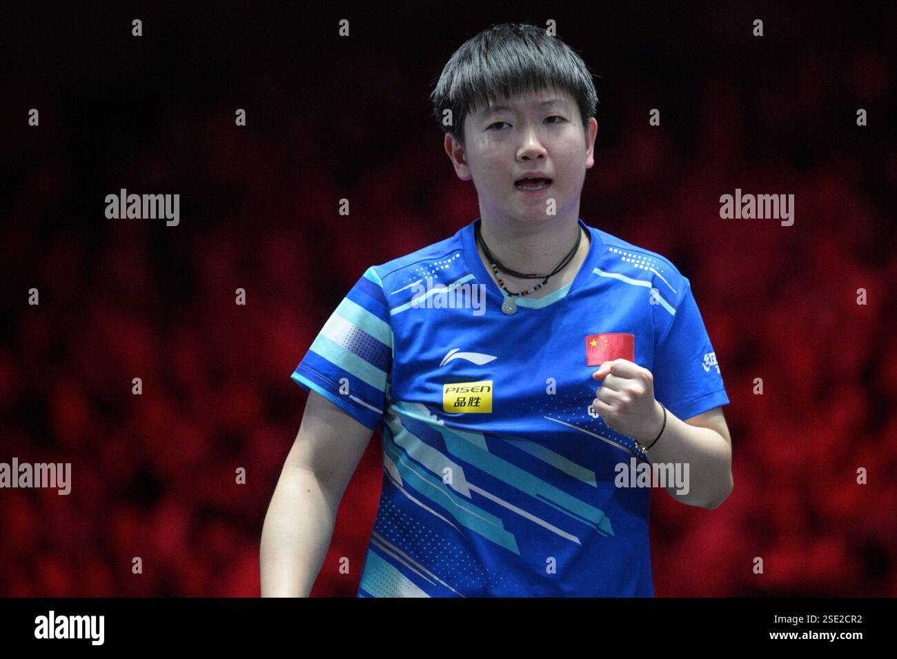 Singapore. 8th Feb, 2025. Sun Yingsha of China celebartes scoring ...