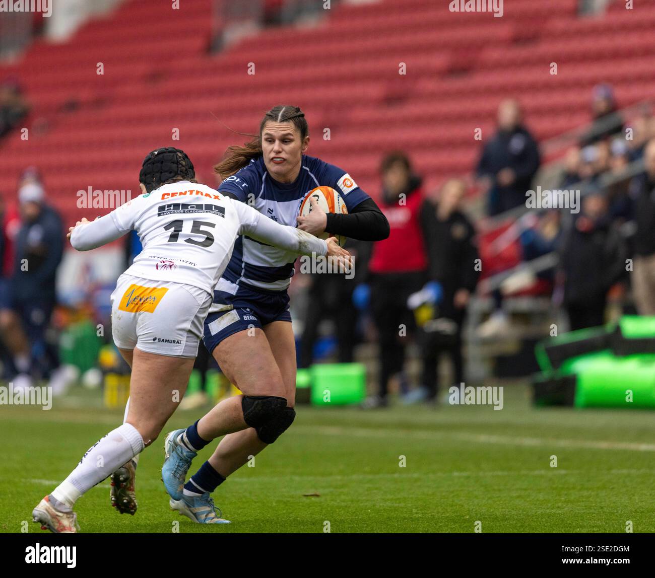 Exeter’s Merryn Doidge tries in vain to stop Bristol's Ilona Maher ...