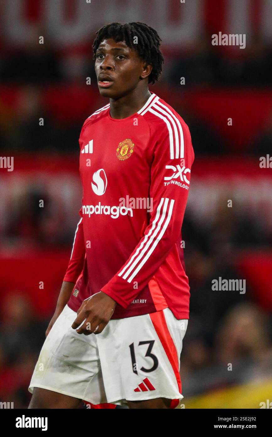 Patrick Dorgu of Manchester United during the Emirates FA Cup Fourth ...