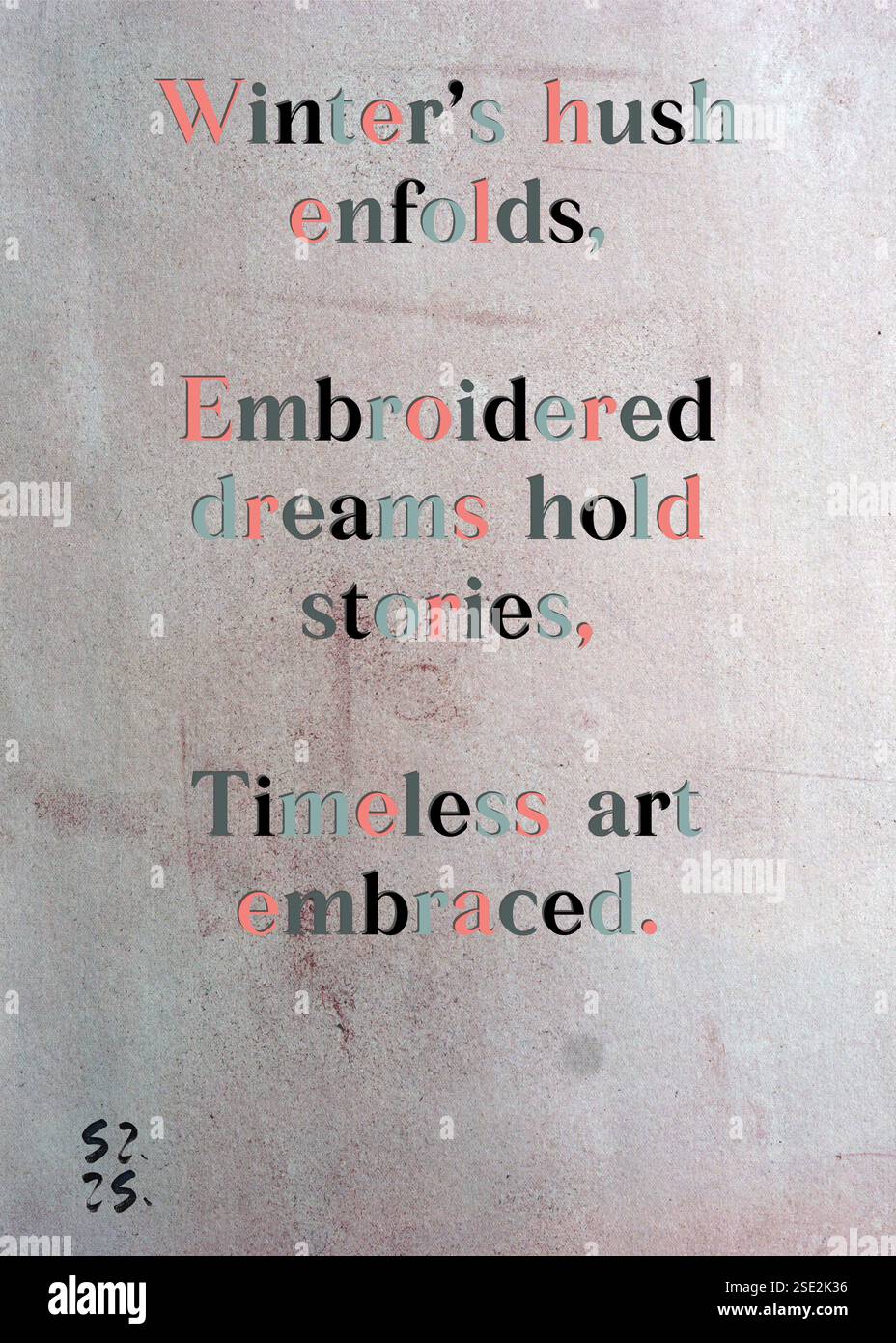 Winter's hush enfolds, Embroidered dreams hold stories, Timeless art ...
