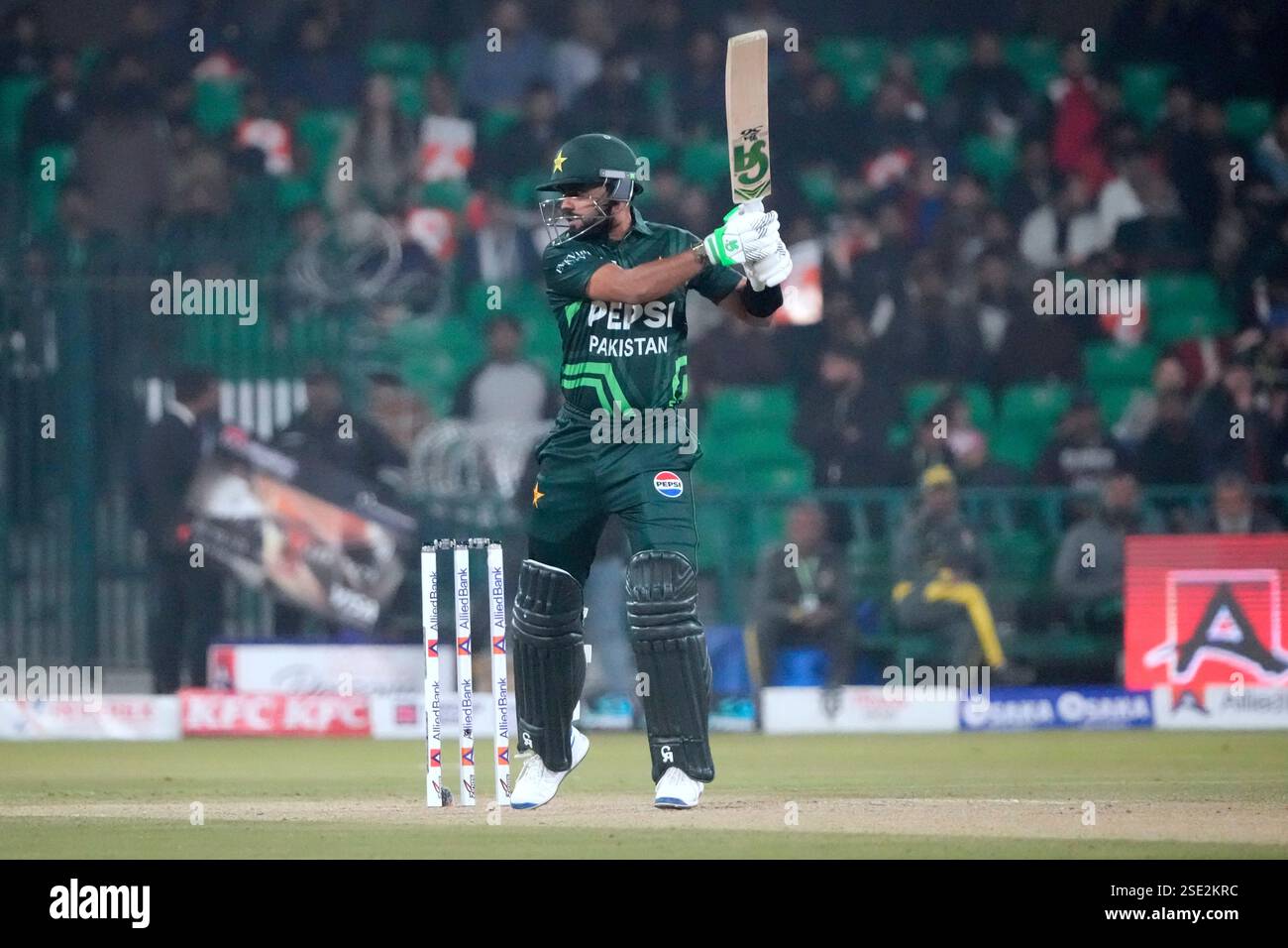 Pakistan's Babar Azam bats during the tri-series ODI cricket match ...