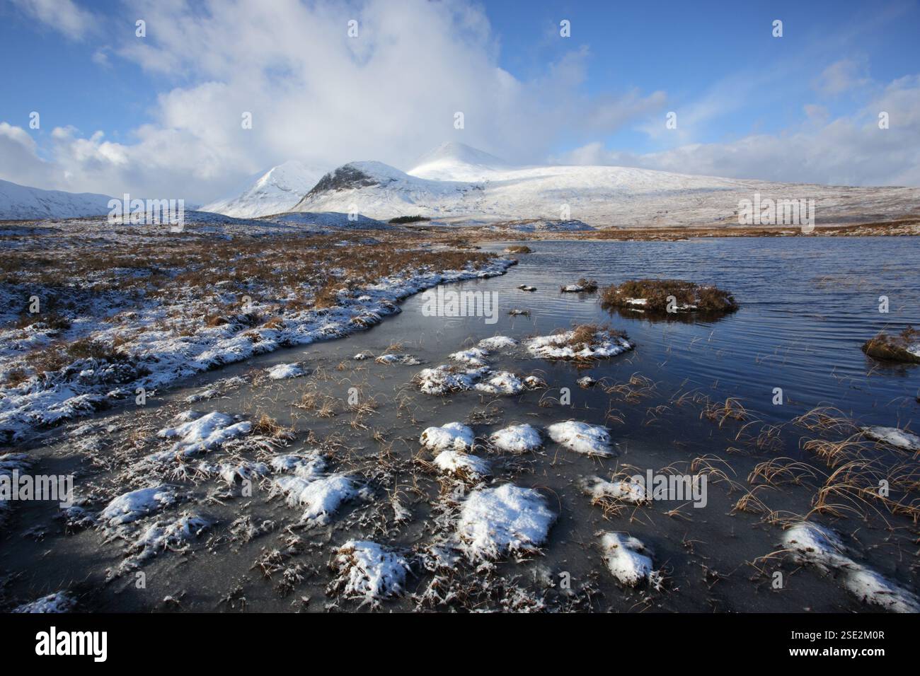 A snow covered Black Mount on Rannoch Moor in the Scottish Highlands ...